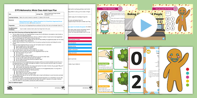 Kindergarten Maths: Baking Gingerbread People Number Recognition 1-5 Whole