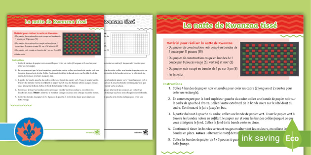 Kwanzaa Mat Intermediate Craft Instructions French