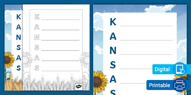 Kansas Acrostic Poem Template | Digital & Printable | Twinkl
