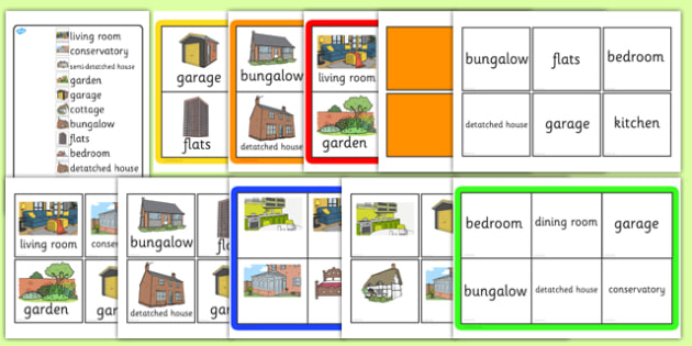 Houses and Homes Vocabulary Bingo - ESL Homes Vocabulary Game