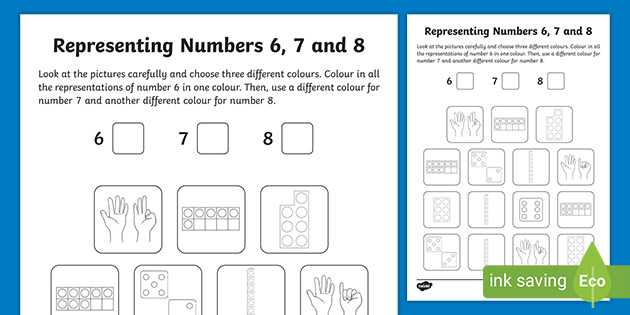 👉 Representing Numbers 6, 7 and 8 Activity (teacher made)