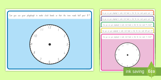 Time: O'clock, Half Past and Quarter Past Playdough Mats