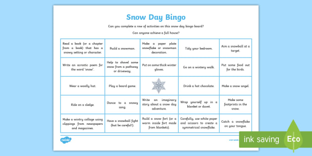 KS2 Snow Day Bingo