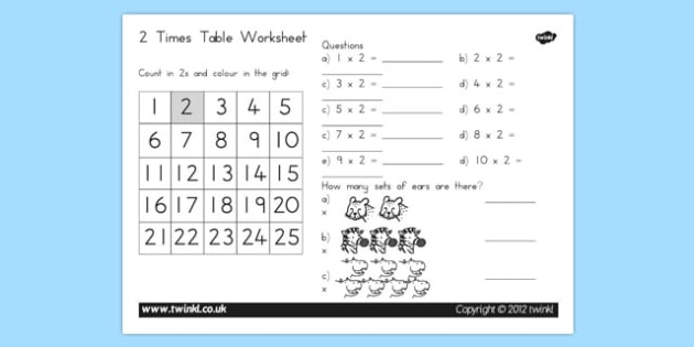 Two Times Table Worksheet teacher Made 