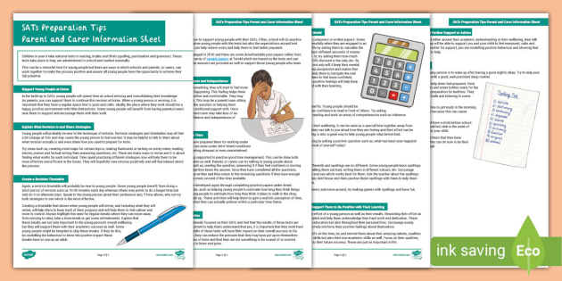 SATs Preparation Tips Parent and Carer Information Sheet
