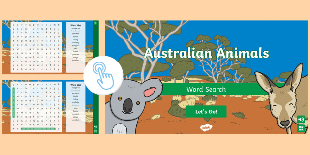 F-2 Australian Animals Interactive Word Search