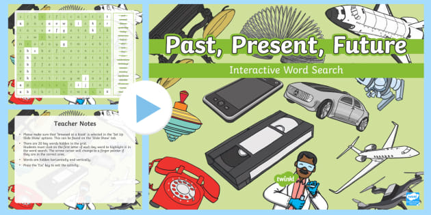 Past, Present, Future Interactive Word Search (teacher made)