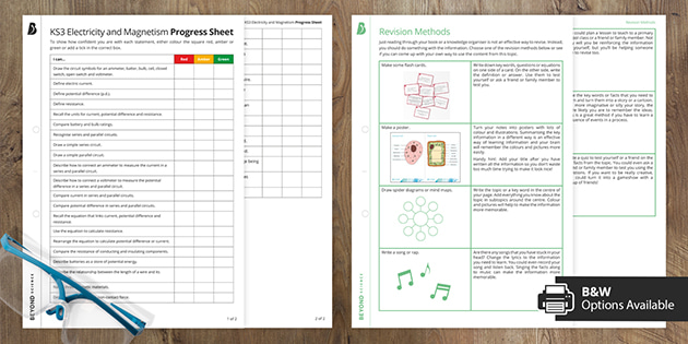 KS3 Electricity and Magnetism Progress Sheet | Beyond
