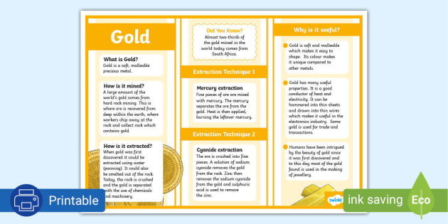 Gold Infographic For Kids - Twinkl South Africa