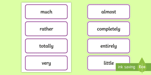 How Much? Adverbs Word Cards