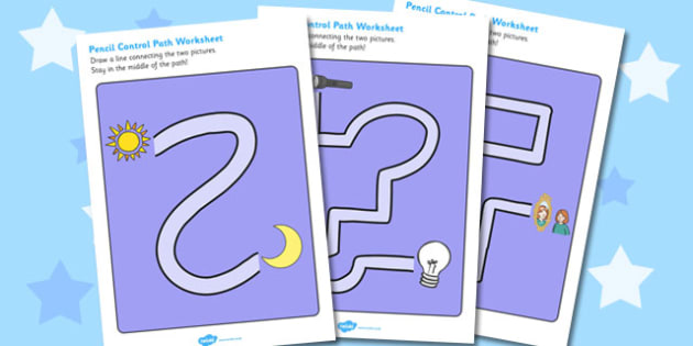 Light and Dark Pencil Control Path Worksheets (teacher made)