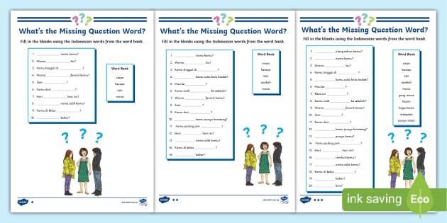 Missing Question Words Differentiated Activity Indonesian