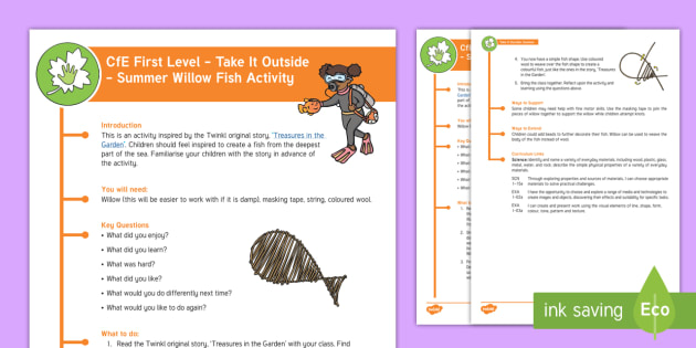 CfE First Level - Take It Outside - Summer Willow Fish Activity