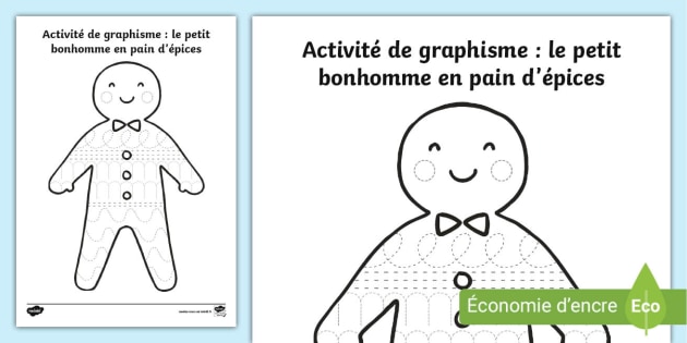 Activité de graphisme sur le petit bonhomme en pain d'épices