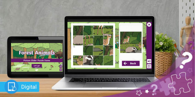 Forest Animals Interactive Picture Slider Puzzle Game