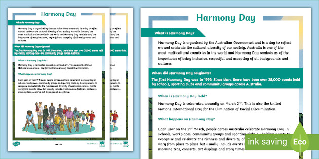Interesting Facts About Harmony Day | Harmony Day Fact File