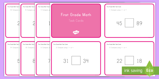 First Grade Comparing Two-Digit Numbers Task Cards