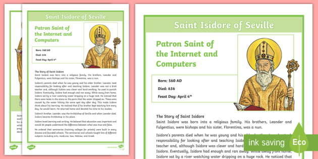Saint Isidore Patron Saint of the Internet Fact File