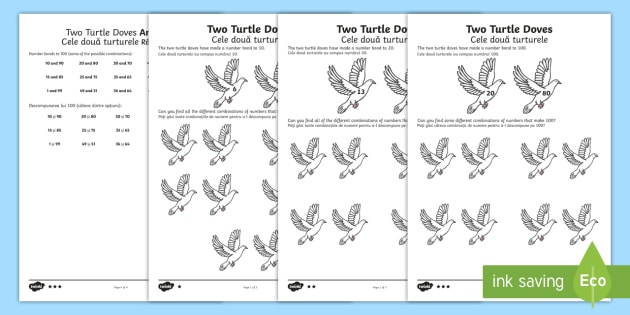 Two Turtle Doves Worksheet / Worksheet English/Romanian