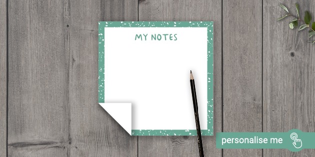 Teal Speckle Effect Sticky Notes (teacher made)