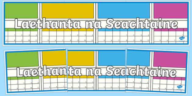 Laethanta na Seachtaine Display Banner (teacher made)