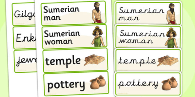 Ancient Sumer Word Cards (Teacher-Made)
