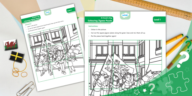 St David’s Day Colouring Jigsaw Puzzle – L1 - Twinkl