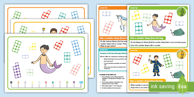 EYFS Maths One More Than Chilli Challenges: Fantasy Characters Number Shape