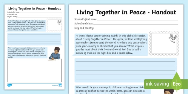 FREE! - International Peace Day Activity Sheet | Twinkl