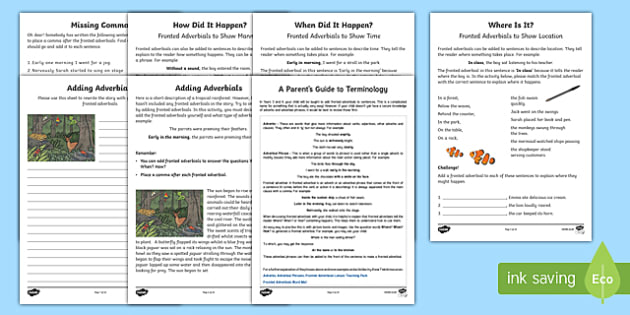 Year 3 And 4 Fronted Adverbials Activity Booklet