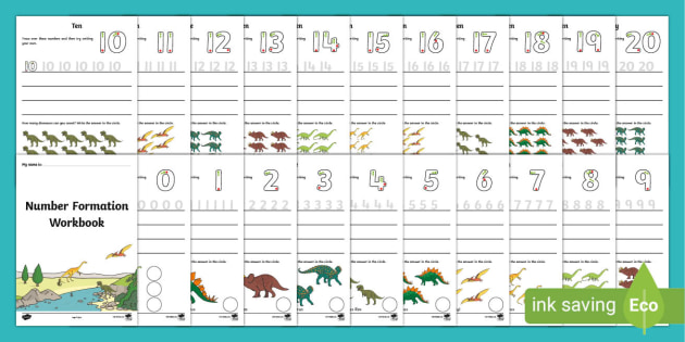 Dinosaur-Themed Number Formation Workbook (teacher made)