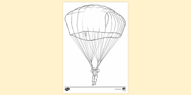 Parachute With Spaces Colouring Sheet | Colouring Sheets