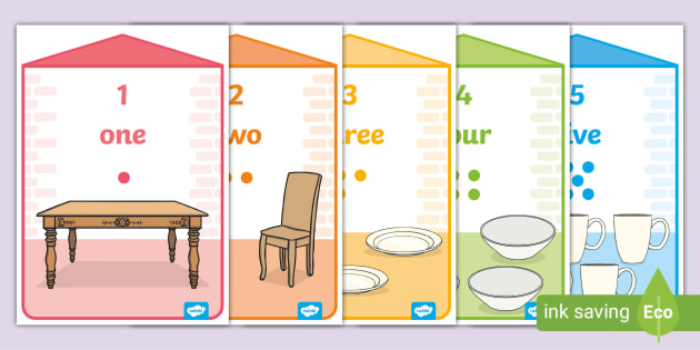 1 to 5 Home Corner Themed Counting Display Posters