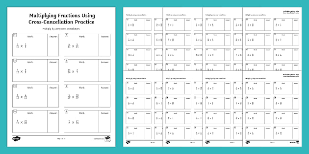 Cross Multiplication Fractions Worksheets Multiplying Fractions: Cross