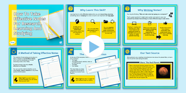 Research Skills Summary Writing Notes Methods