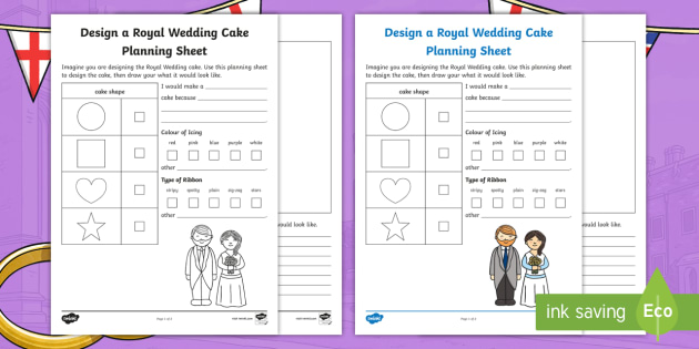 * NEW * KS1 Design a Royal Wedding Cake Planning Activity Sheet