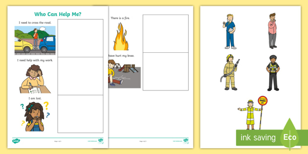 Who Can Help Me Cut and Stick Worksheet / Worksheet - who can help me ...