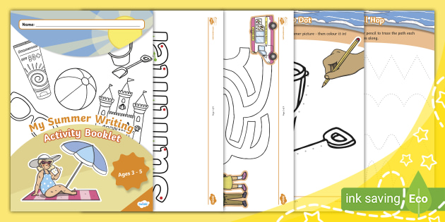 My Summer Writing Activity Booklet (Ages 3 - 5)