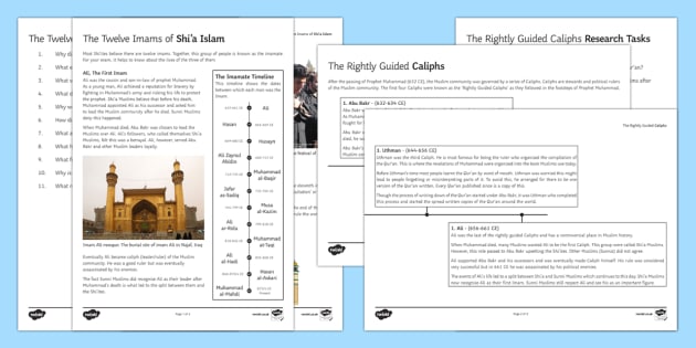 History of Shi'a Islam Worksheet / Worksheets - Shi'a Islam, caliph