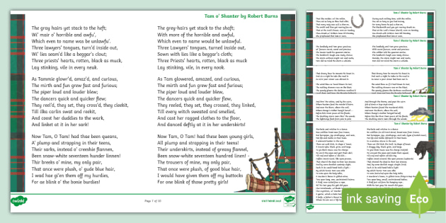 Tam o' Shanter Poem by Robert Burns - English Translation
