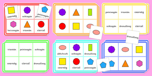 2D Shape Bingo Gaeilge (teacher made)