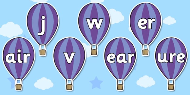 Phase 3 Phonemes on Hot Air Balloons (teacher made)