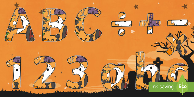 Halloween Aistear Display Letters and Numbers Pack