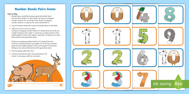 Number Bonds to 5 and 10 Pairs Game (teacher made)