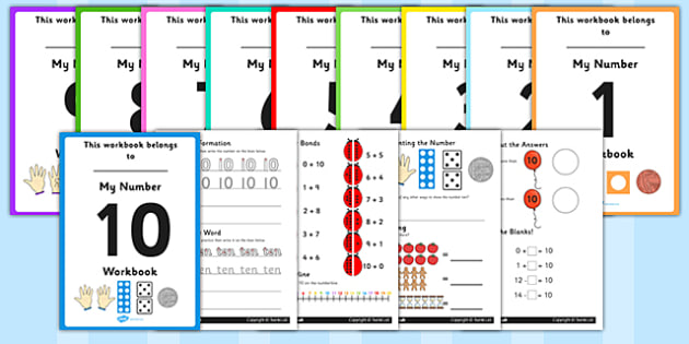 Number Workbooks 1 to 10 (teacher made)