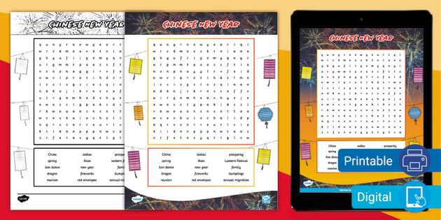 Chinese New Year Word Search Activity