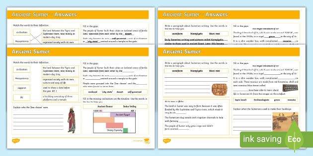 UKS2 History Revision Mat: Ancient Sumer (Teacher-Made)