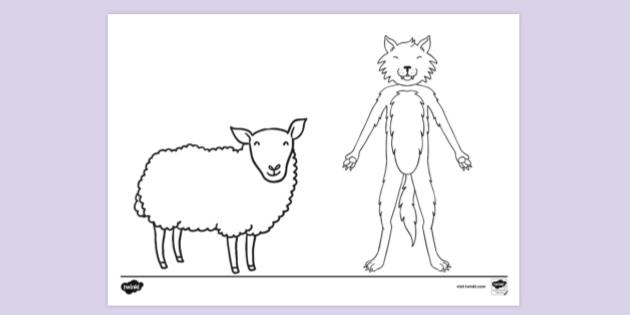 Wolf and Sheep Colouring Sheet | Colouring Sheets