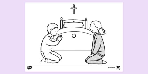 FREE! - Christian Children Praying Boy with Cross Colouring Sheets