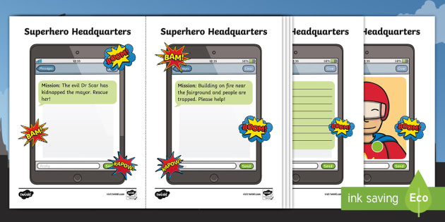 Superhero Headquarters Tablet Activity